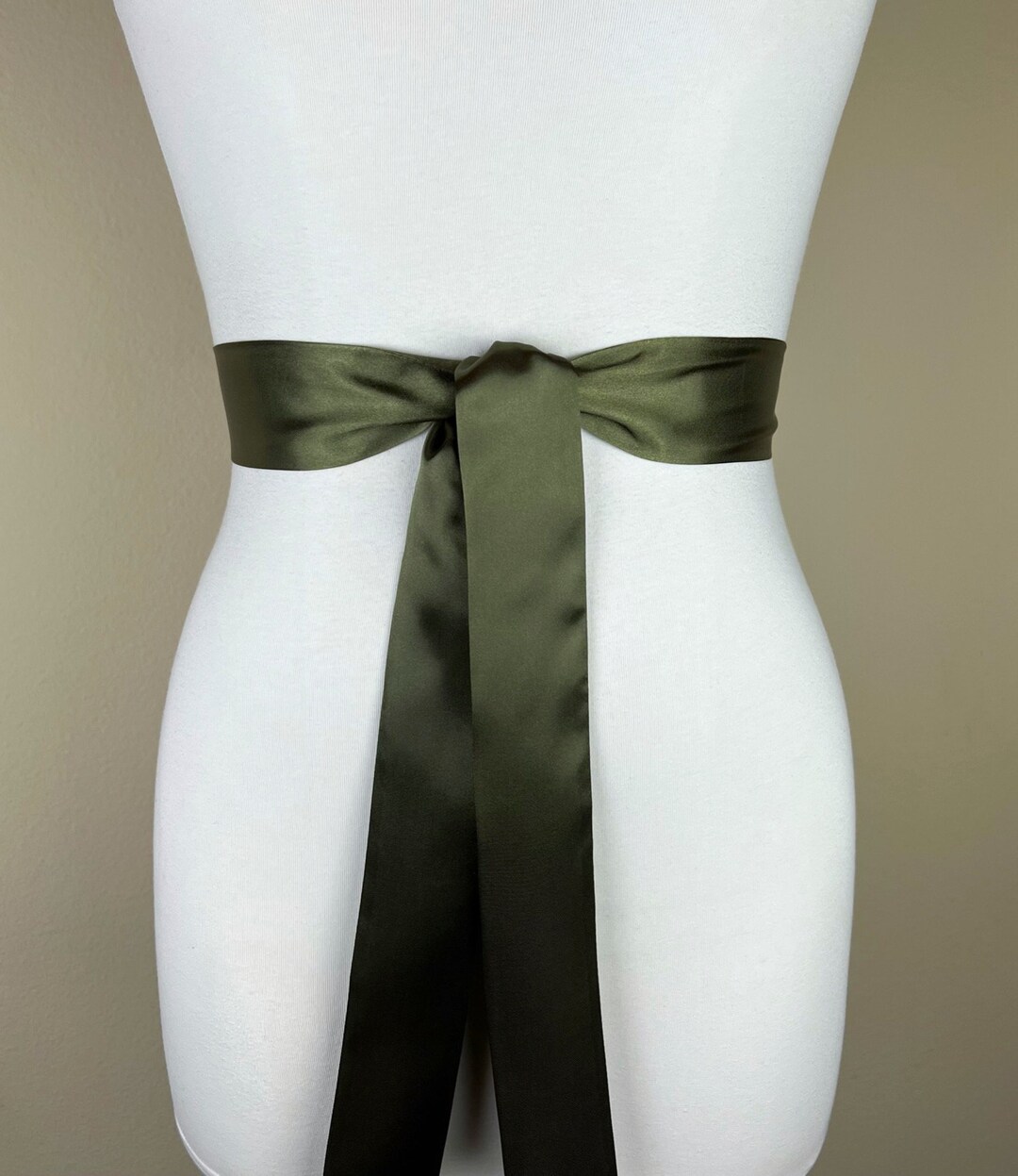 Narrow Army Green Satin Sash, Dark Olive Satin Sash, Olive Wedding ...