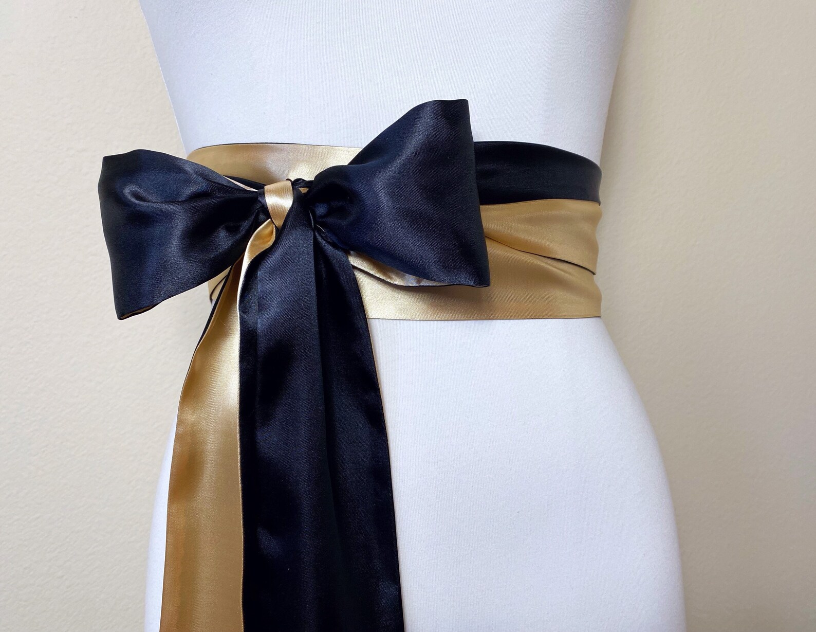 Black & Gold Sash Satin Sash Gold and Black Sash Belt Black - Etsy