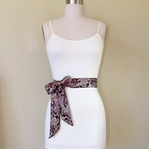 Asian Brocade Sash in Brown, Rose Gold & Silver, Paisley and Floral ...
