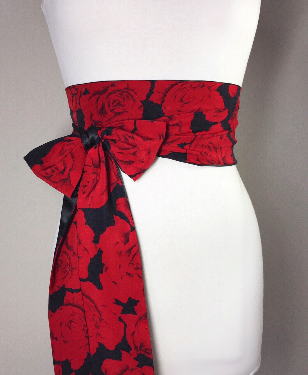 Red Rose Sash, Red & Black Sash Belt, Reverses to Solid Black Sash ...