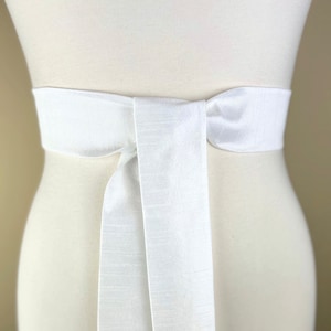 Narrow Textured White Sash, White Dupioni Sash Belt, White Dress Sash ...