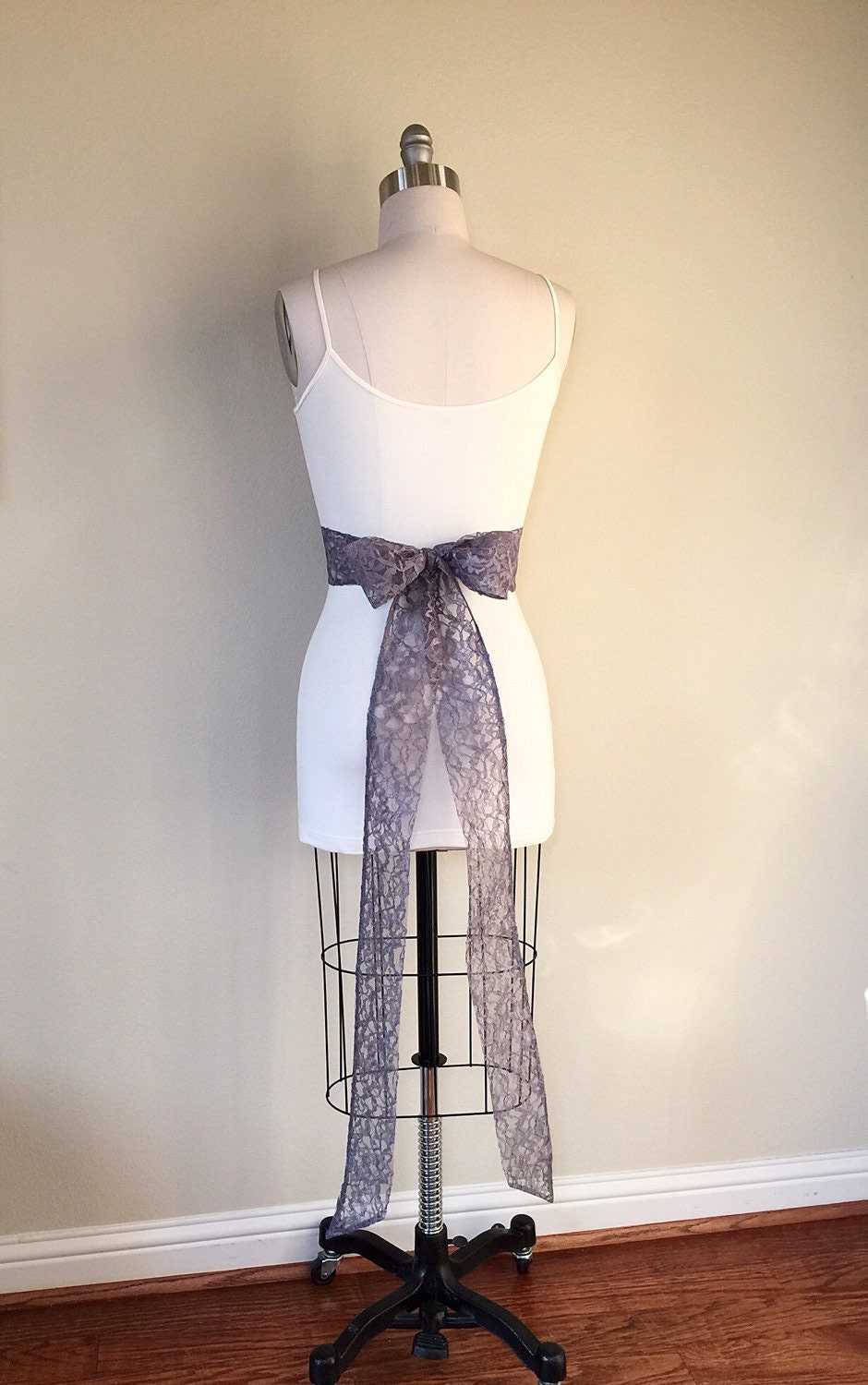 Gray Lace Sash, Extra Long Lace Sash, Gray Wedding Dress Sash, Lace ...