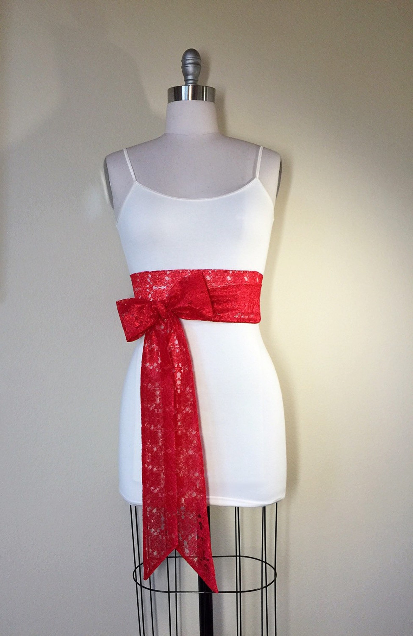 Bright Red Lace Sash Holiday Sash Extra Long Wedding Dress | Etsy