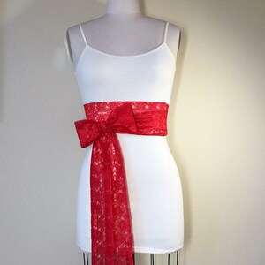 Bright Red Lace Sash, Holiday Sash, Extra Long Wedding Dress Sash ...