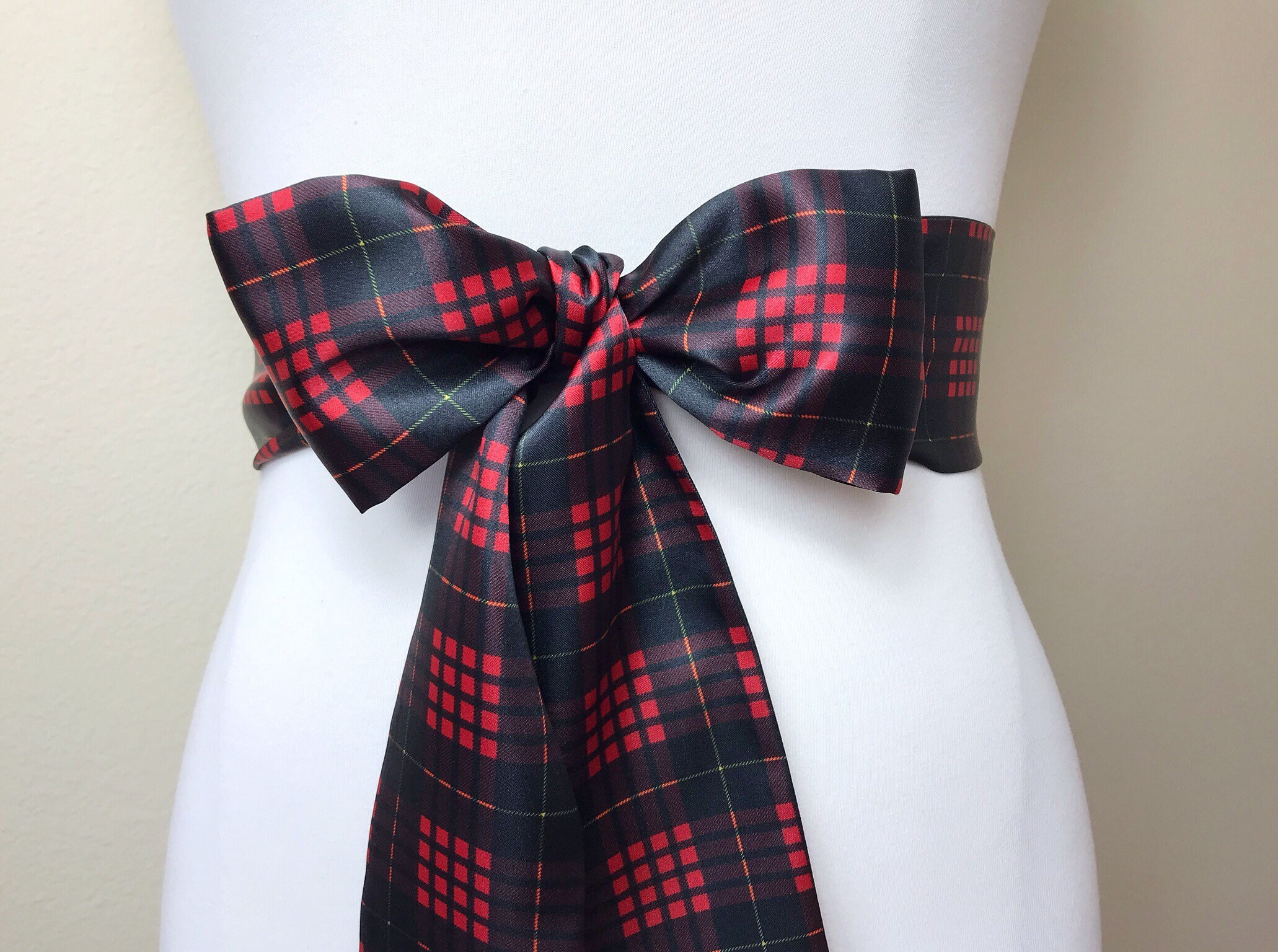 MacQueen Tartan Sash, Scottish Tartan Belt, Red & Black Plaid Sash Belt ...