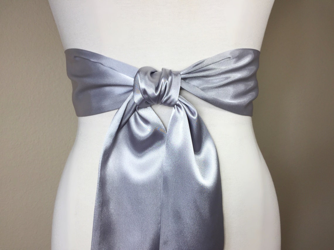 Bright Silver Satin Sash Silver Sash Belt Wide Silver - Etsy
