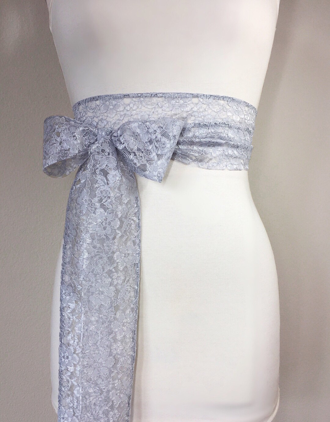 Silver Lace Sash Silver Wedding Dress Sash Extra Long Lace - Etsy