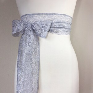 Silver Lace Sash Silver Wedding Dress Sash Extra Long Lace - Etsy
