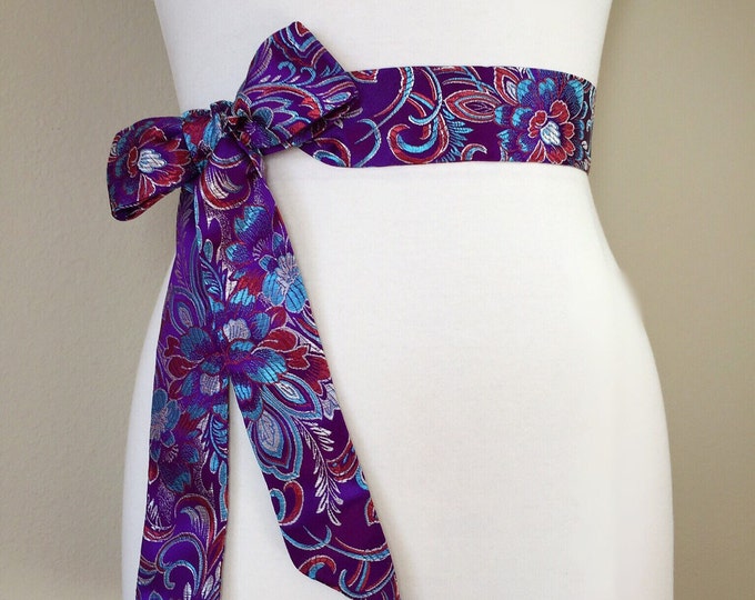 Purple Brocade Sash, Purple Sash in Chinese Brocade, Purple Satin Sash ...