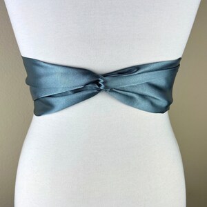 Steel Gray Sash, Silver Gray Satin Sash, Obi Wrap Belt, Long Silver ...