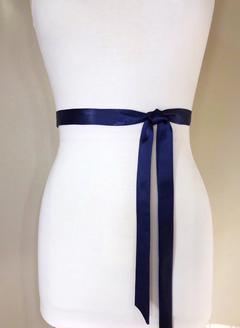 Extra Narrow Navy Sash Navy Satin Sash Belt Skinny Sash - Etsy