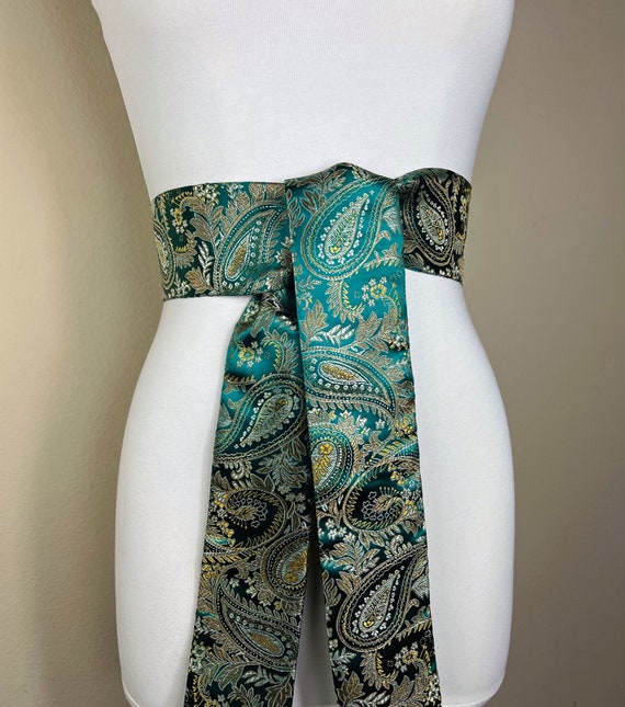 Wide Emerald Green & Gold Chinese Brocade Sash Green and Gold - Etsy