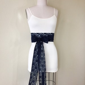 Navy Lace Sash Navy Blue Lace Sash Extra Long Wedding Dress - Etsy