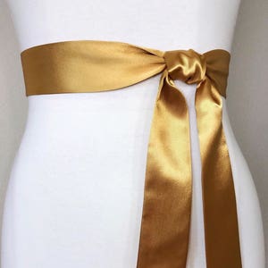 Narrow Antique Gold Satin Sash, Dark Gold Sash Belt, Gold Wedding Dress ...