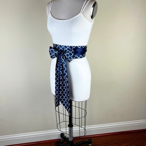 Navy Satin Sash, Navy Quatrefoil Sash, Navy Sash, Navy & White ...