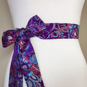 Purple Brocade Sash, Purple Sash in Chinese Brocade, Purple Satin Sash ...