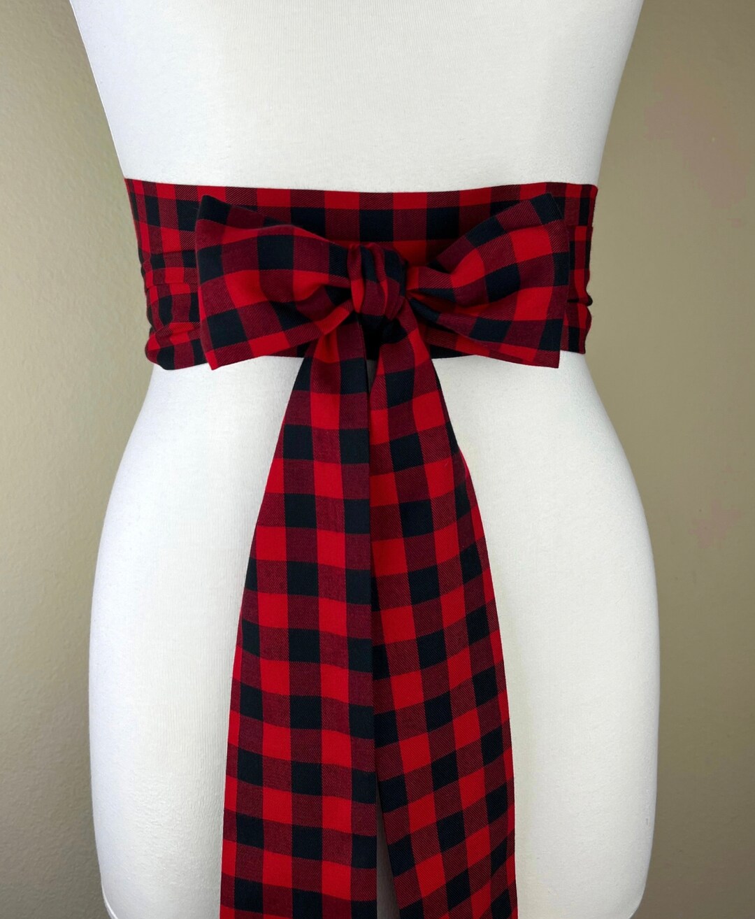 Extra Long Buffalo Plaid Sash, Red & Black Checkered Sash, Red Plaid ...