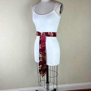 Burgundy & Gold Chinese Brocade Sash, Burgundy Sash in Satin Brocade ...