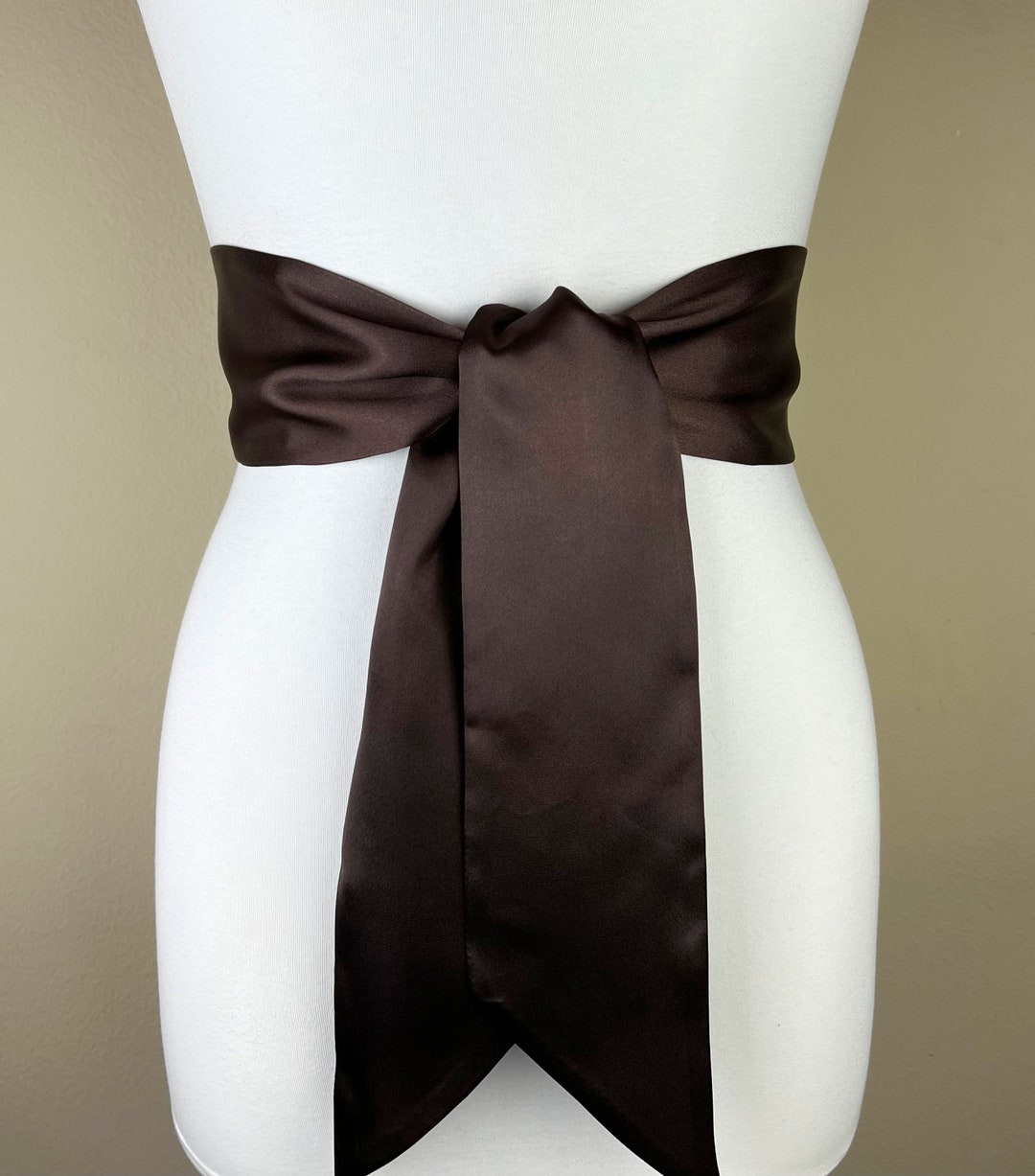 Dark Chocolate Brown Satin Sash, Dark Brown Sash Belt, Wide Brown ...