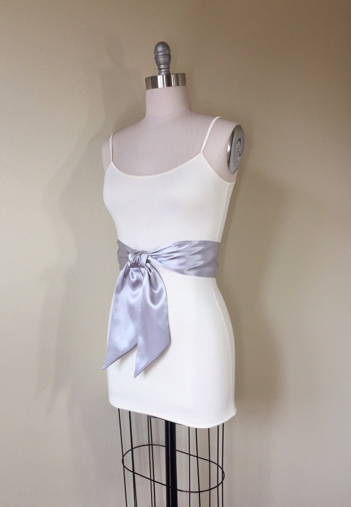 Bright Silver Satin Sash Silver Sash Belt Wide Silver - Etsy