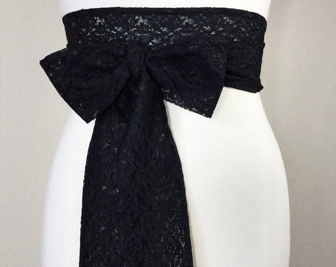 Black Lace Sash, Extra Long Lace Sash, Black Wedding Dress Sash, Lace ...