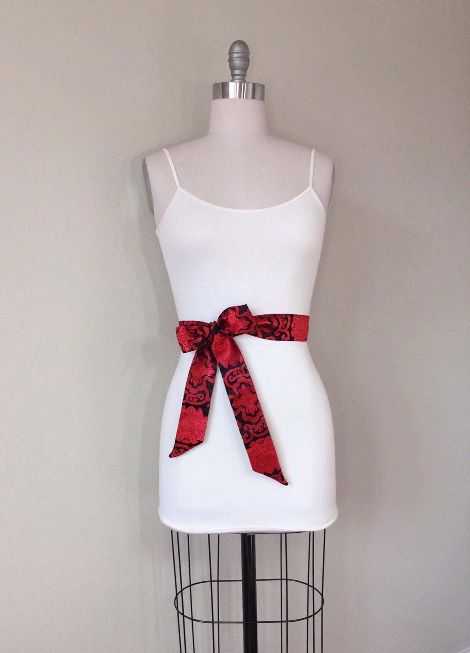 Red & Black Chinese Brocade Sash Red Sash in Satin Brocade | Etsy