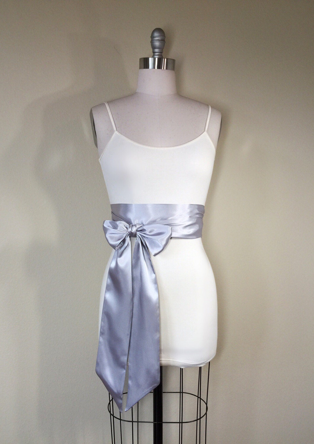 Bright Silver Sash, Silver Satin Sash, Silver Obi Wrap Belt, Long ...