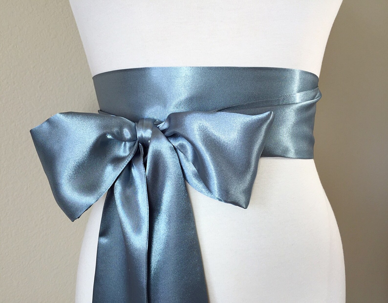 Steel Gray Sash Silver Gray Satin Sash Obi Wrap Belt Long | Etsy