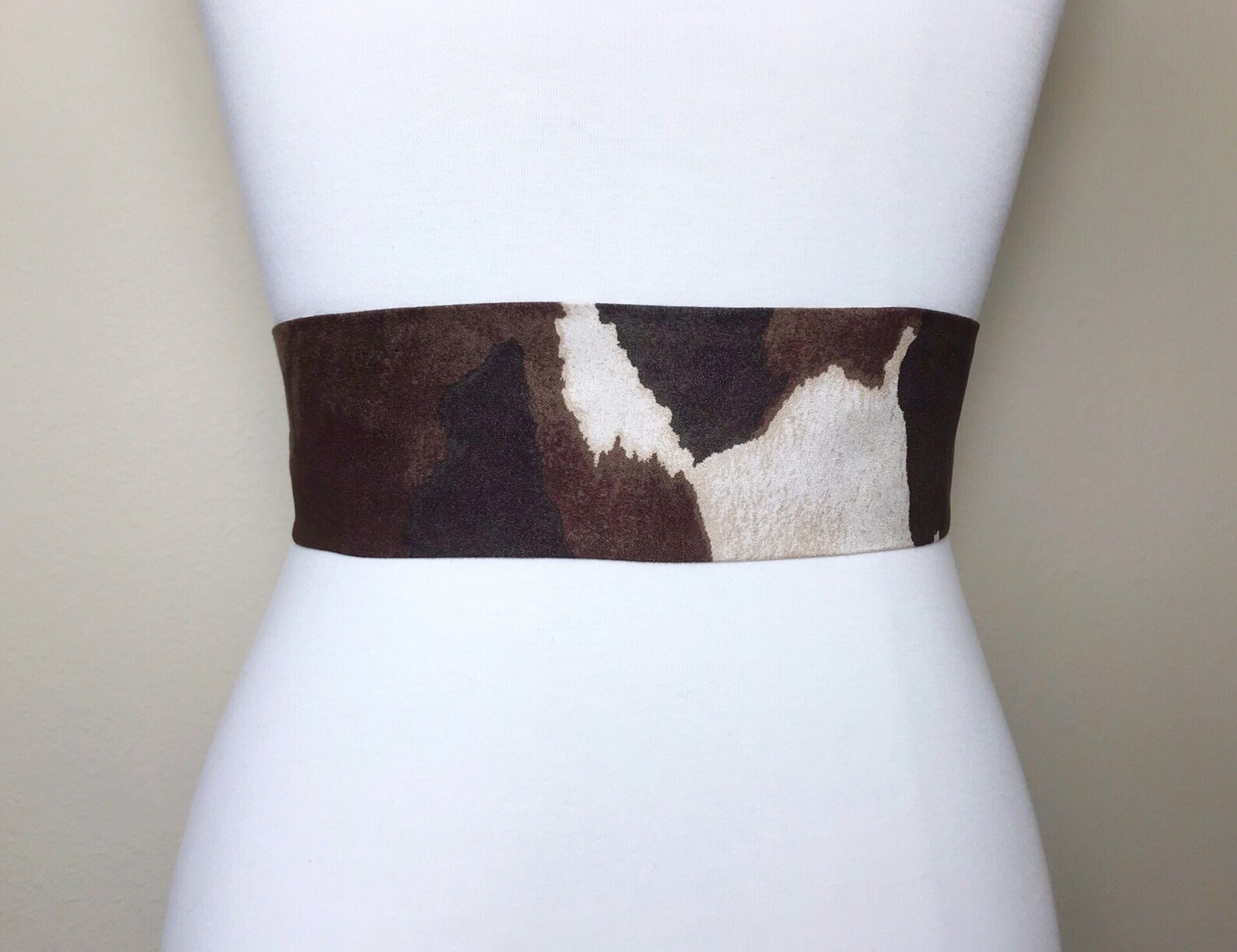 Wide Brown Cow Print Sash in Micro Suede Brown & Cream Sash | Etsy