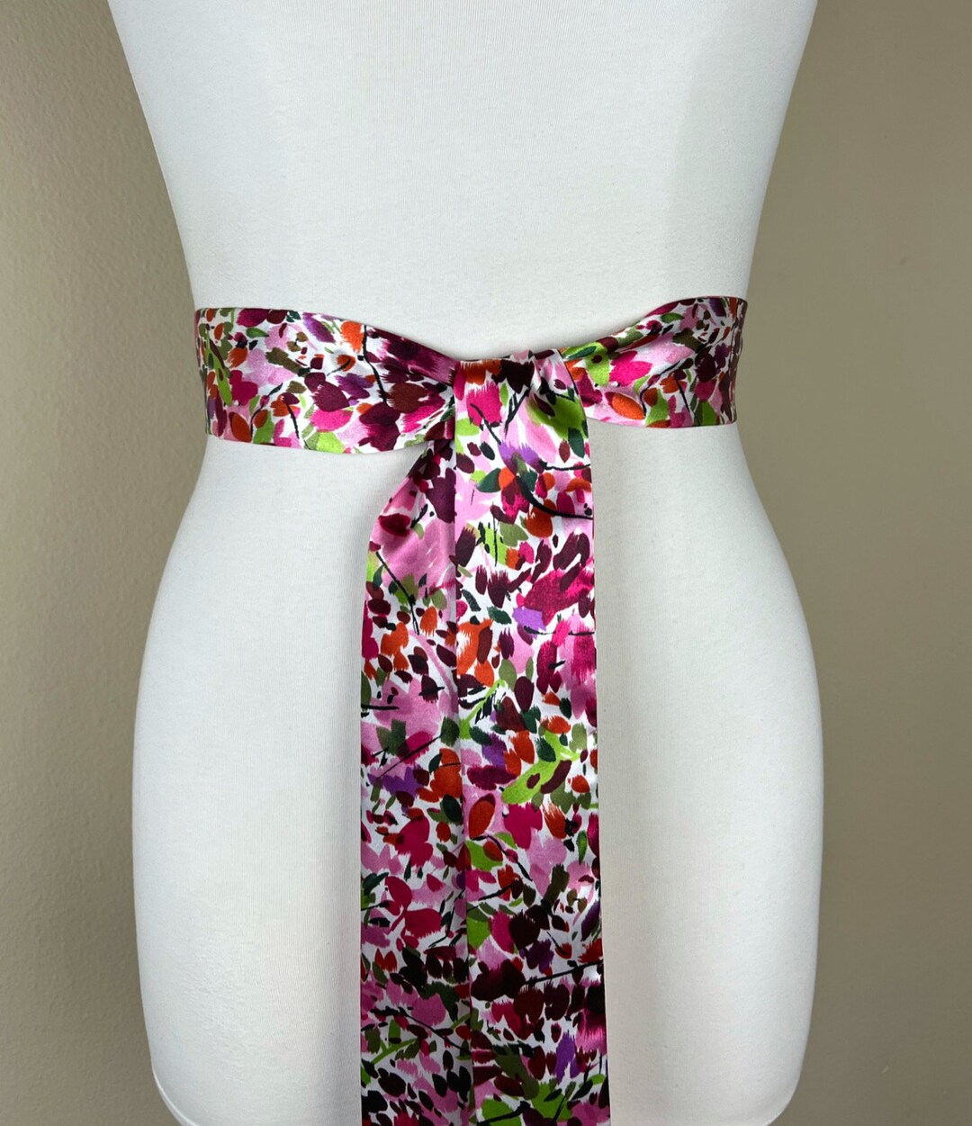 Narrow Multi Pink Print Sash, Pink Sash Belt, Watercolor Print Sash ...