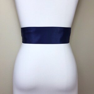 Wide Ribbed Navy Sash Belt, Navy Satin Sash, Navy Dress Sash, Bridal ...