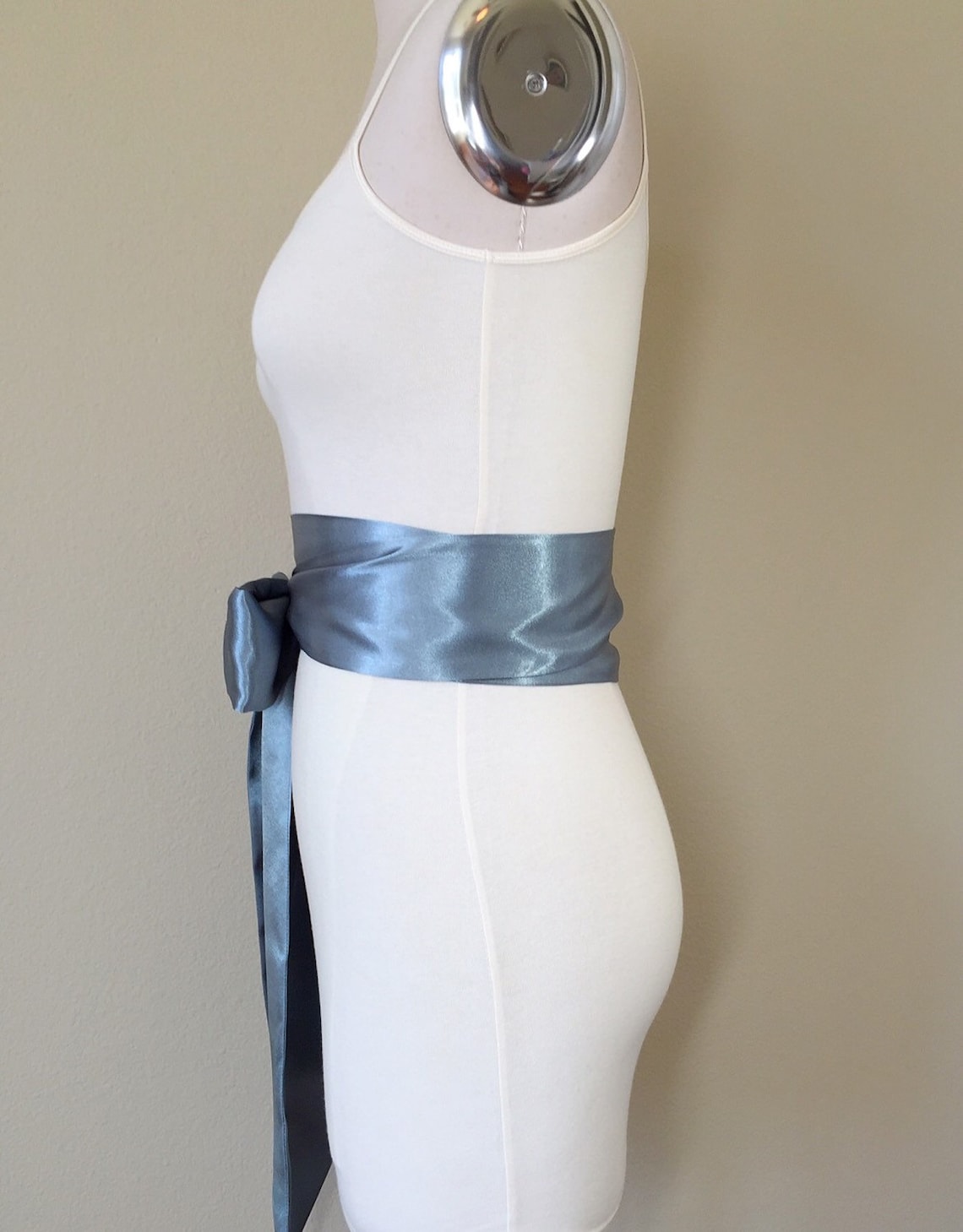 Steel Gray Sash Silver Gray Satin Sash Obi Wrap Belt Long - Etsy