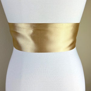 Pale Gold Satin Sash, Light Gold Sash Belt, Wide Gold Wedding Dress ...