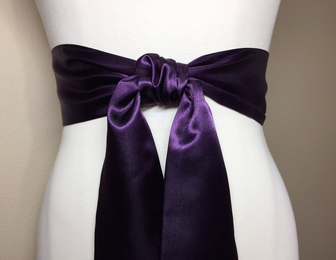 Plum Satin Sash Plum Sash Belt Wide Plum Wedding Dress Sash | Etsy