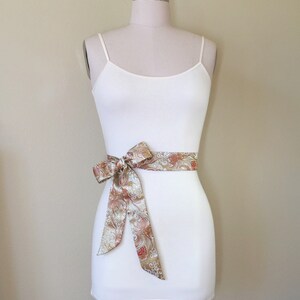 Pale Gold Sash in Chinese Brocade, Gold Satin Sash, Floral Sash in Gold ...