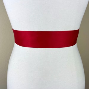 Narrow Red Sash in Matte Satin, Narrow Red Sash Belt, Red Dress Sash ...
