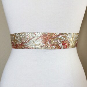 Pale Gold Sash in Chinese Brocade, Gold Satin Sash, Floral Sash in Gold ...
