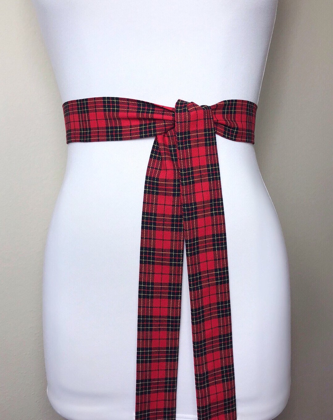 Narrow Red & Black Plaid Sash, Black and Red Tartan Sash Belt, Red ...