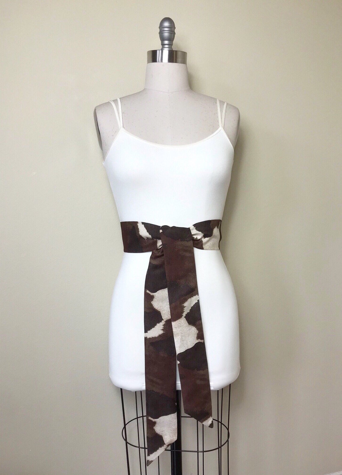 Wide Brown Cow Print Sash in Micro Suede Brown & Cream Sash | Etsy