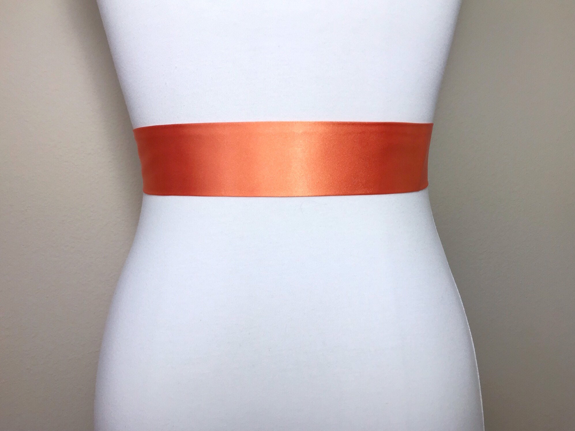Narrow Light Orange Sash Belt, Light Orange Satin Sash, Narrow Orange ...