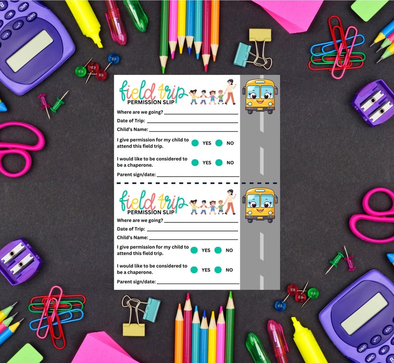 INSTANT DOWNLOAD PRINTABLE Daycare School Field Trip Permission Slip ...