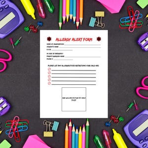INSTANT DOWNLOAD PRINTABLE Daycare Preschool Child Allergy Alert Form ...