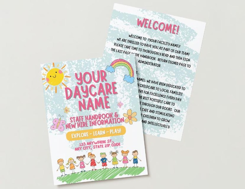 INSTANT DOWNLOAD PRINTABLE Daycare Preschool Handbook New Hire ...