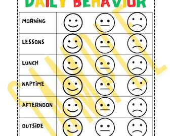 PRESCHOOL WEEKLY REPORT Daycare Printable Behavior Chart / Daily Parent ...