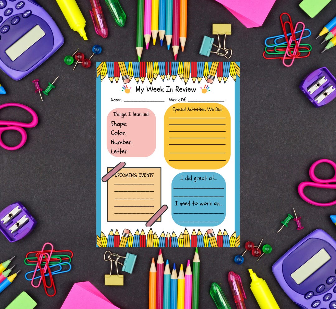 INSTANT DOWNLOAD PRINTABLE Preschool Daycare Weekly Lesson Review - Etsy