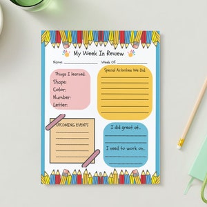 INSTANT DOWNLOAD PRINTABLE Preschool Daycare Weekly Lesson Review - Etsy
