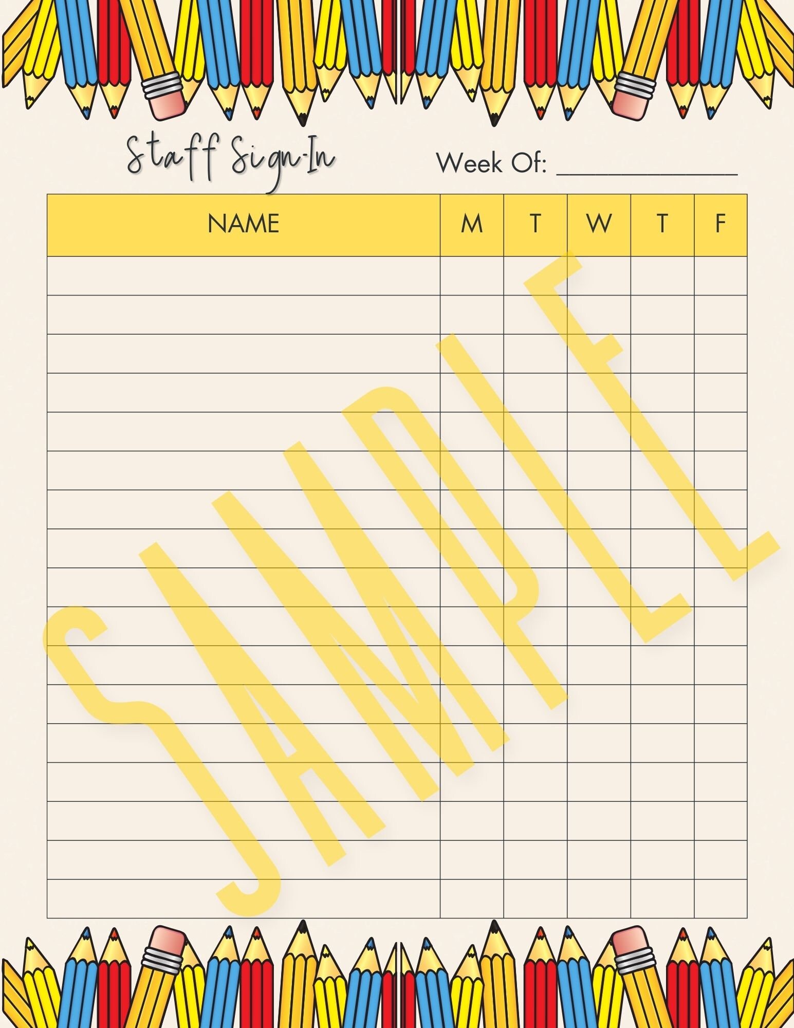 INSTANT DOWNLOAD PRINTABLE Daycare/preschool/school Staff Teacher Sign ...