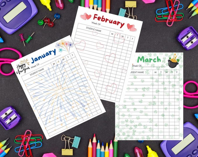 INSTANT DOWNLOAD PRINTABLE Daycare Preschool Weekly Monthly Attendance ...