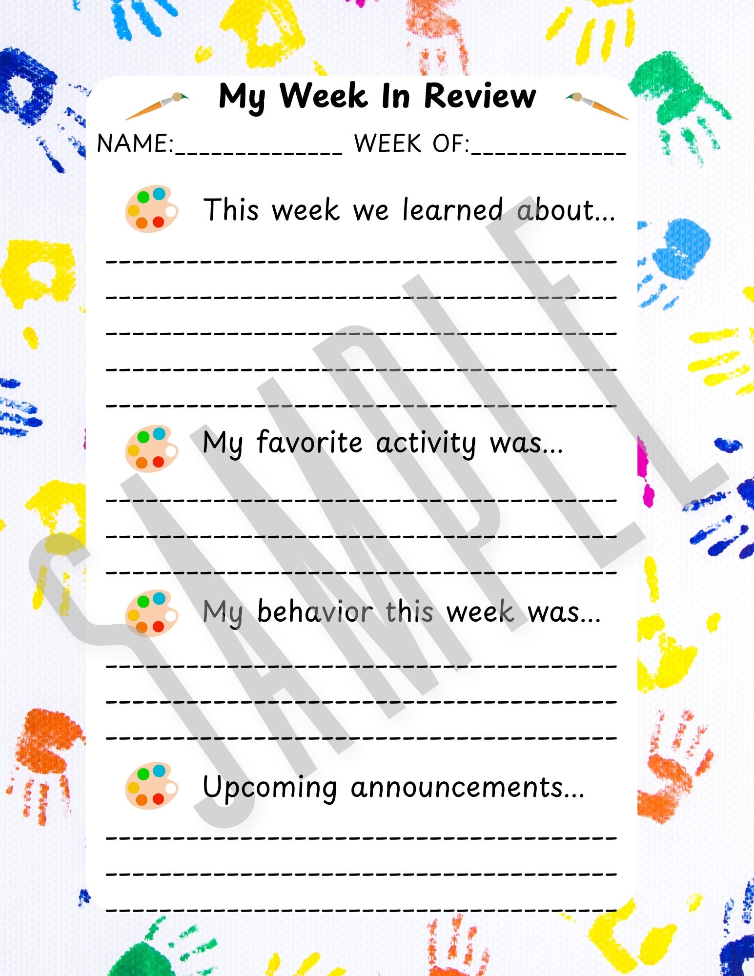 INSTANT DOWNLOAD PRINTABLE Preschool Daycare Weekly Lesson Review - Etsy