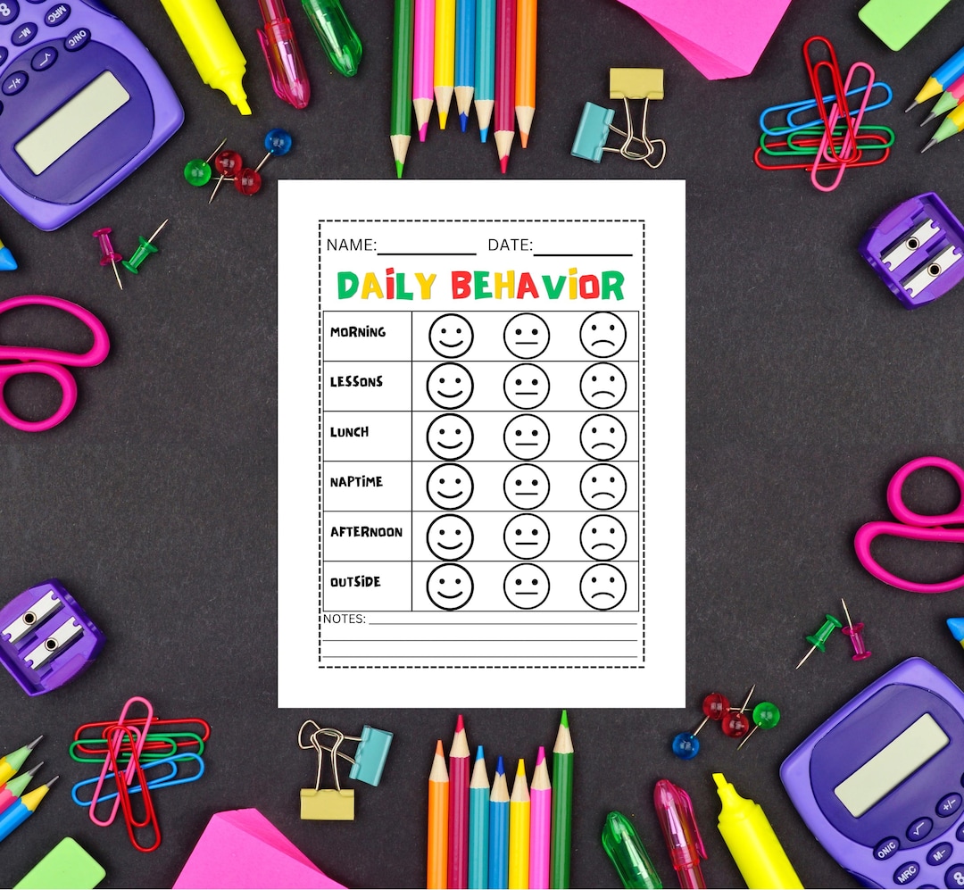 INSTANT DOWNLOAD PRINTABLE Daycare Preschool Daily Behavior Report ...